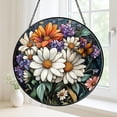 Colorful Floral Stained Glass Suncatcher, Bright Flower Window Hanging ...