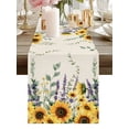Burlap Table Runner 48 Inches Long, Farm Sunflower Eucalyptus Leaf Non ...