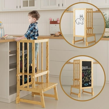 Guidecraft Jr. Classic Kitchen Helper Step-Up - Natural: Wooden ...