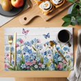 Blue Pink Flower Cotton Linen Placemats Set of 4, Watercolor Spring ...
