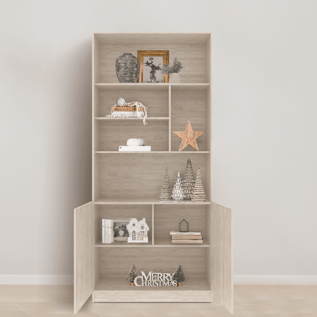 Mobi Librero de Madera Modelo Gabriel Color Encino Largo 80 cm 5 Entrepaños Organizador | Bodega ...