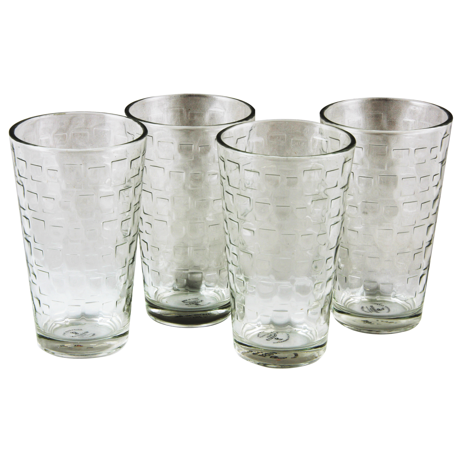 Gibson Home Great Foundations 4 Piece 16 Oz Square Embossed Glass Gibson Home Great Foundations 4 Piece 16 Oz Square Embossed Glass