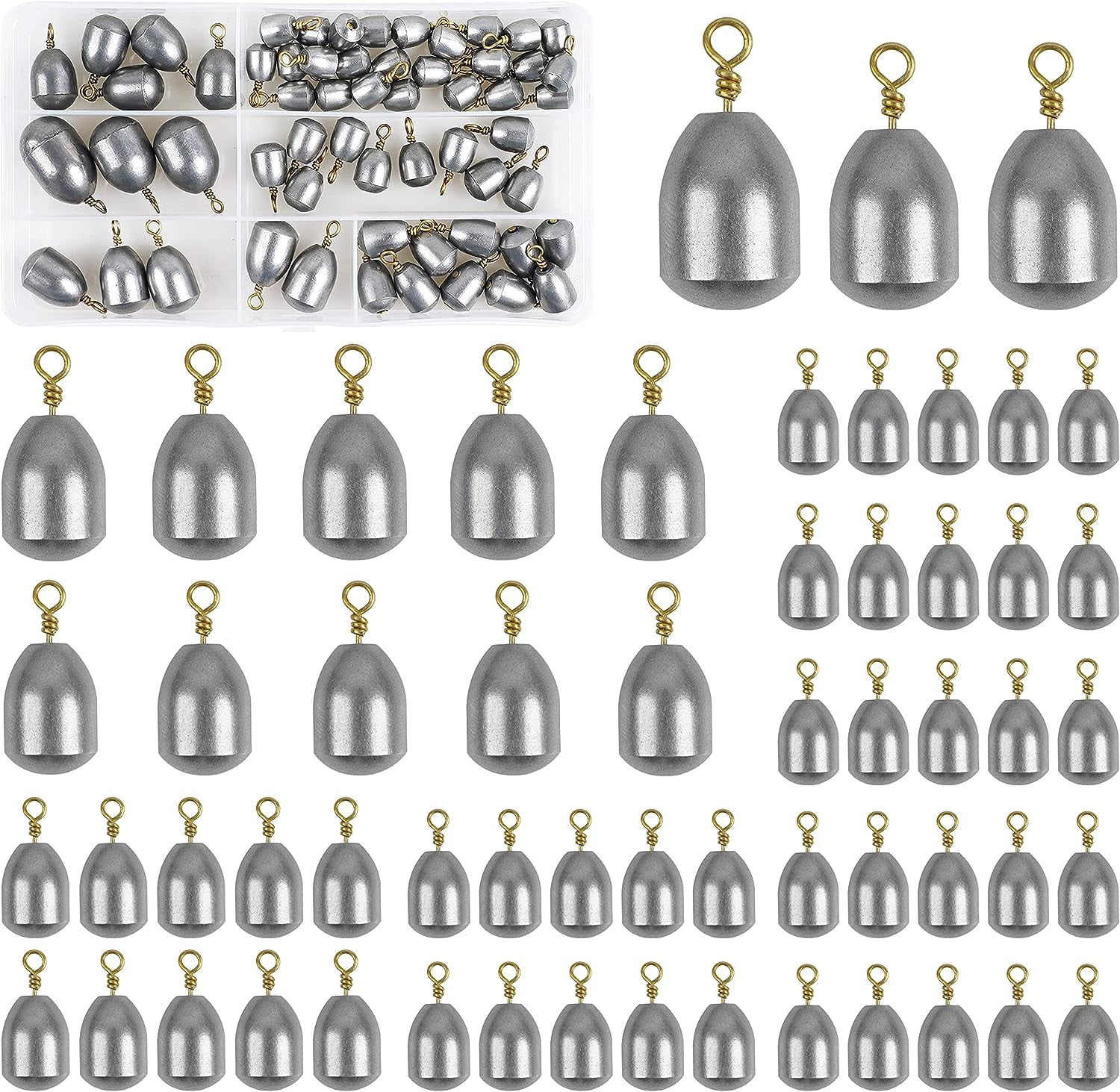 Iron Fishing Weights Assortment, 58pcs Fish Bass Sinkers Casting Weight ...