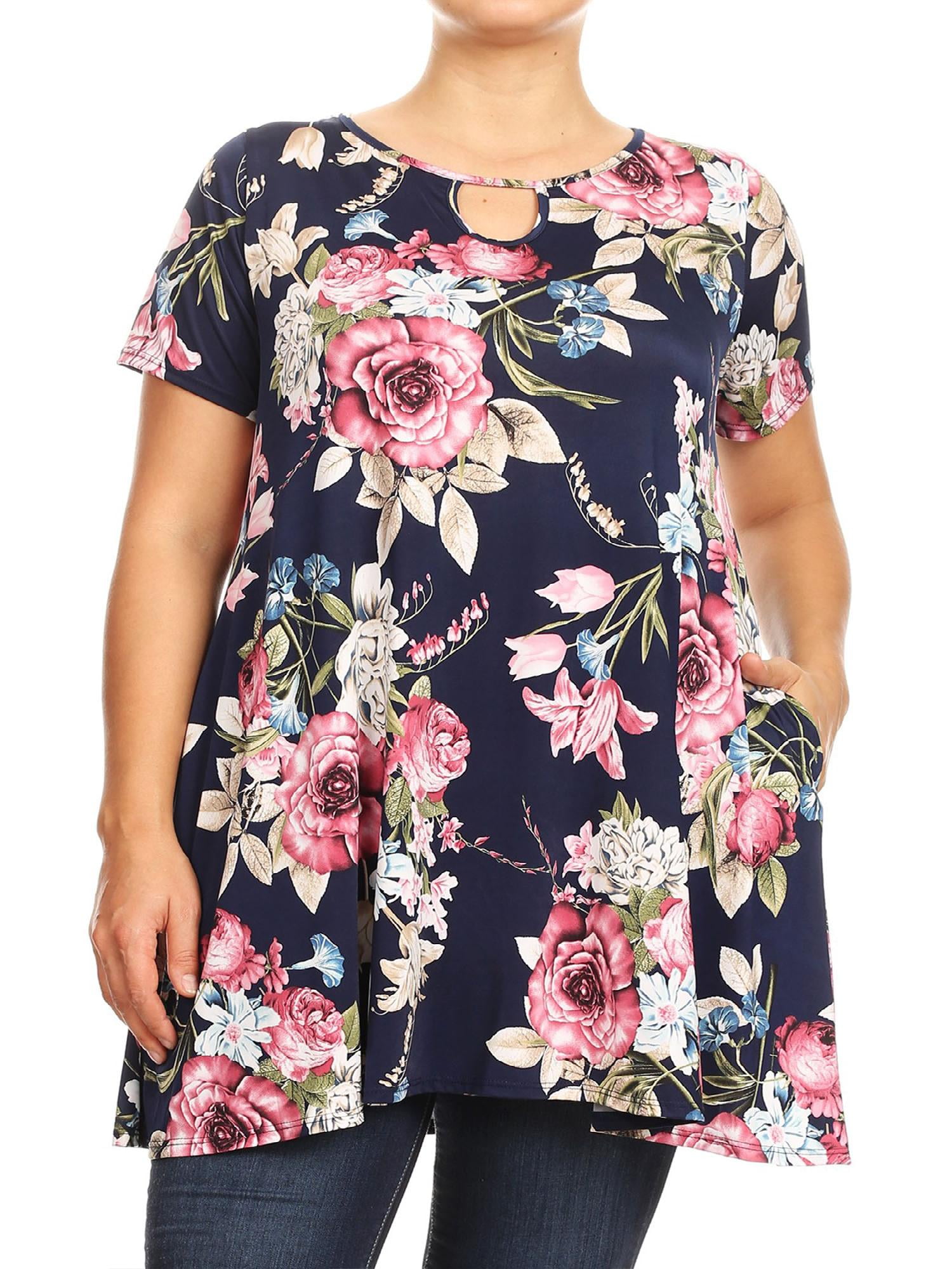Moa Collection Moa Collection Womens Plus Size Floral Print Casual