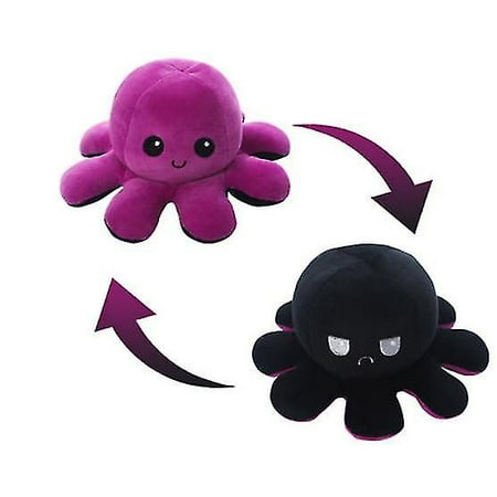 Plush Octopus Reversible Cute Flip Soft Toy Gift Happy Sad Pink C ...