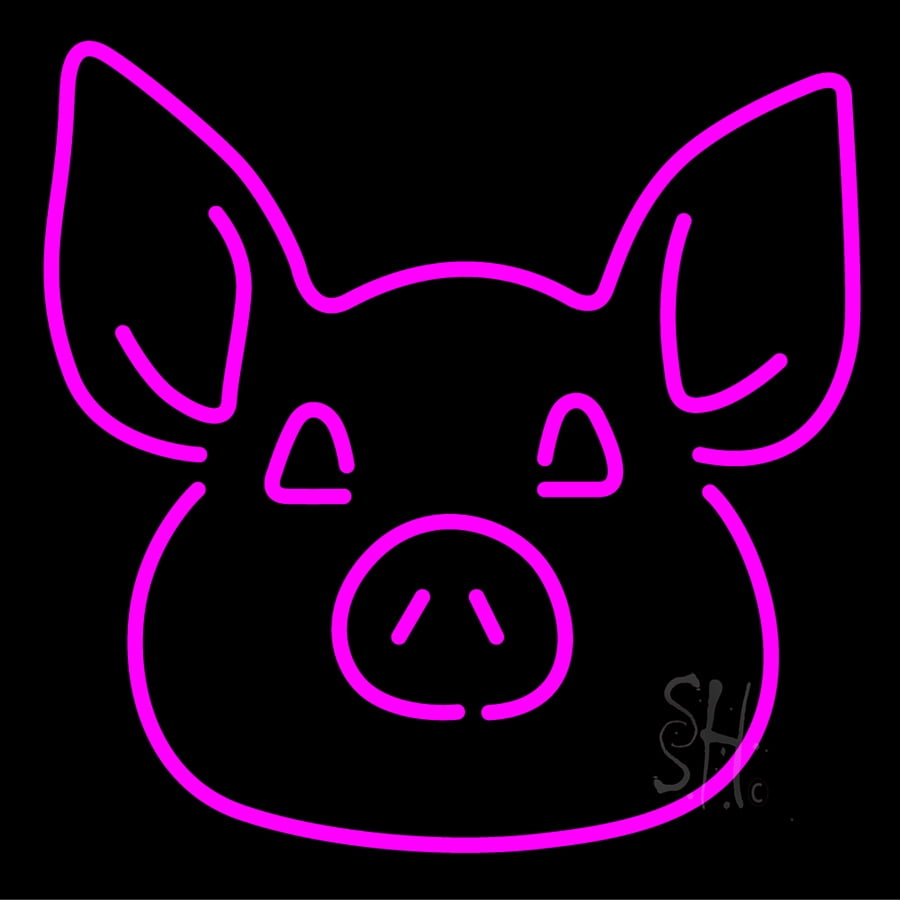 Pig Face LED Neon Sign 24" Tall x 24" Wide - inches Black Square Cut ...