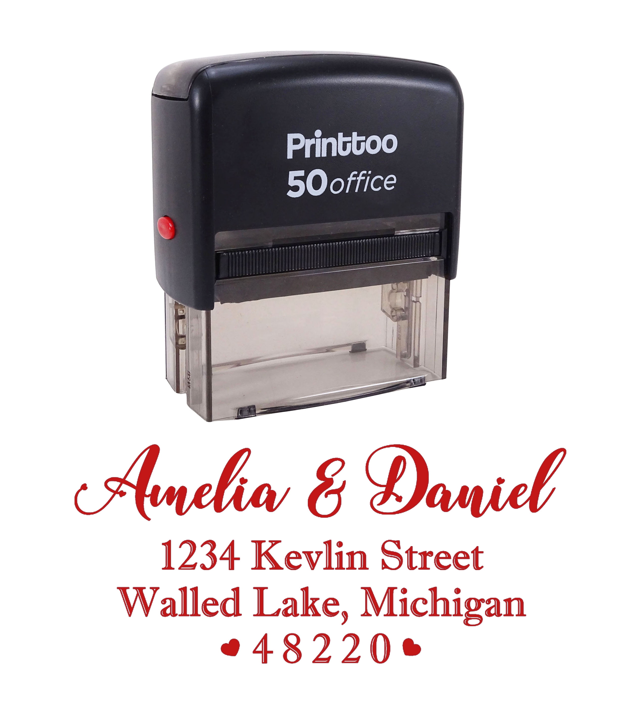 Printtoo Personalized Red Self Inking Wedding Invitation Stamp Custom Address Rubber Stamper-68 ...
