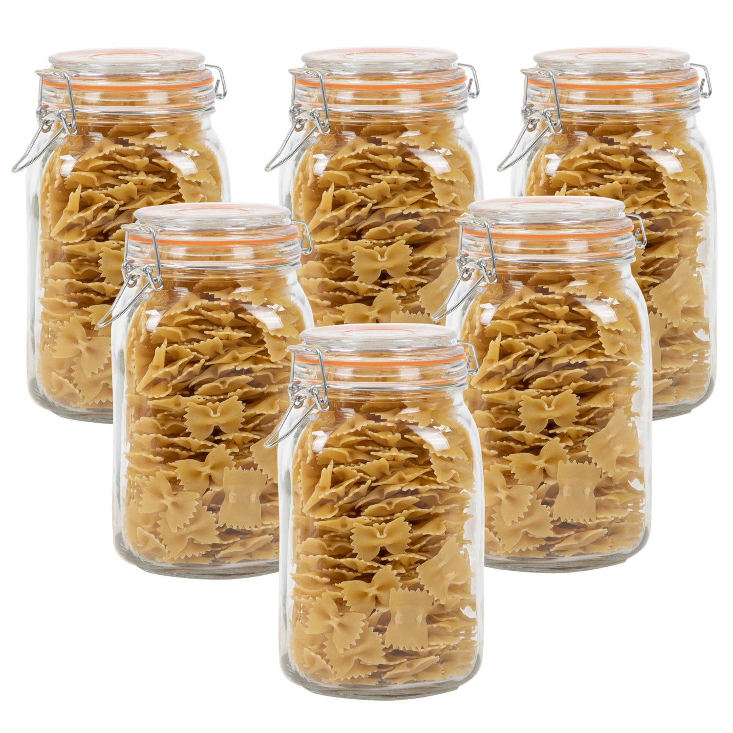 Frasco Hermetico De Vidrio Contenedor Tapa Clip 1,5 L X6 blanco ...