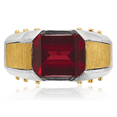 14K Solid Two Tone Gold Mens Lab Red Garnet Statement Ring - Walmart.com