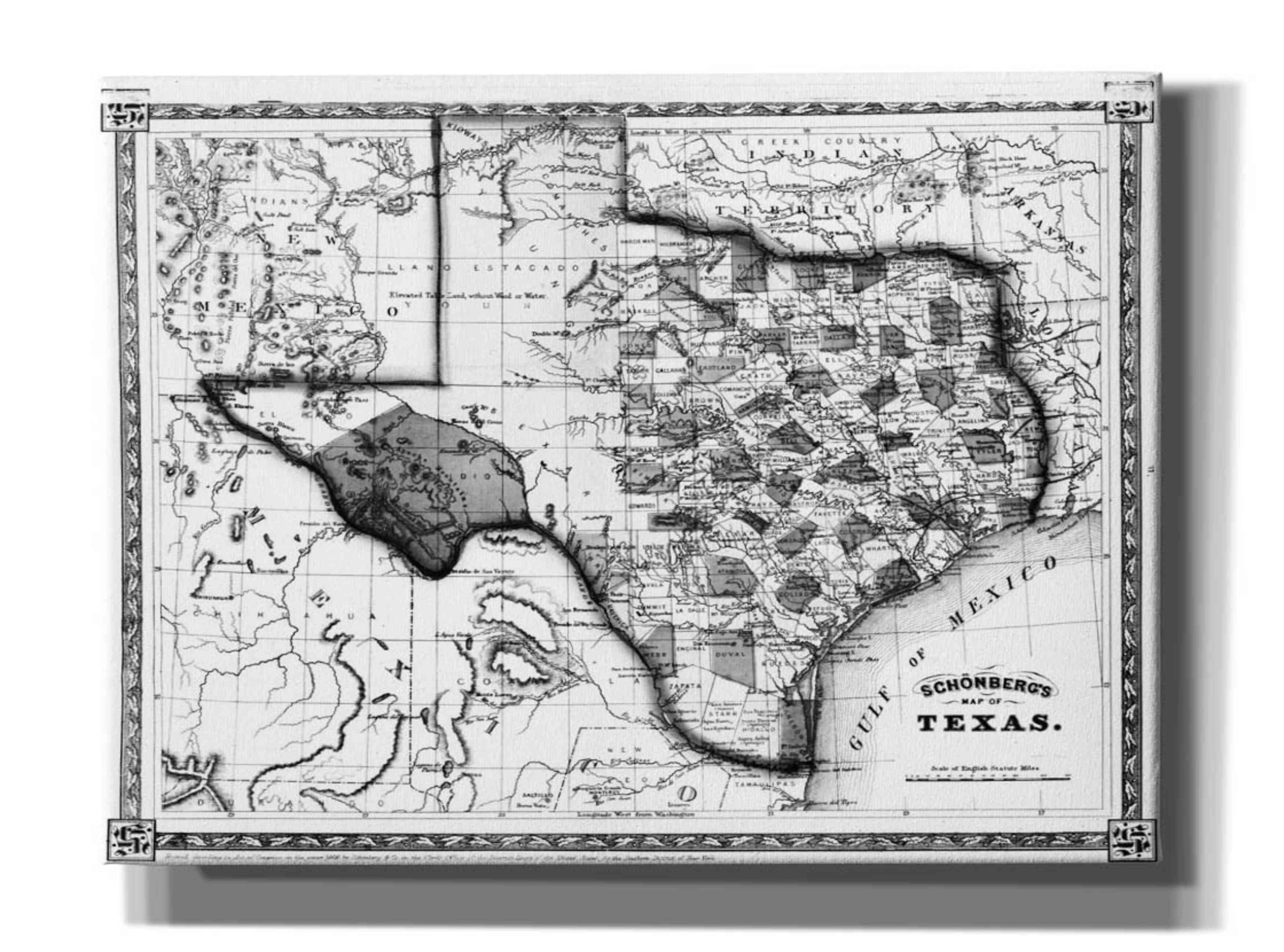 Epic Graffiti 'Map of Texas 1866' by Epic Graffiti Portfolio, Acrylic ...