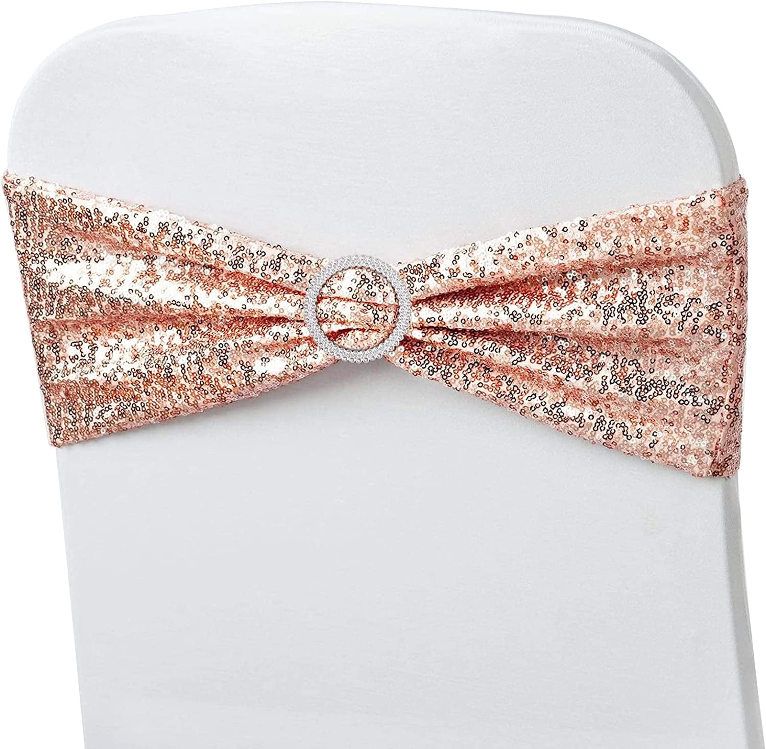 5/10pcs Sequin Chair Sashes Spandex, Sequins Stretchy Bows Ties Chair ...
