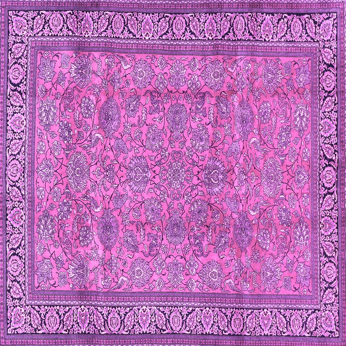 Ahgly Company Indoor Square Persian Purple Traditional Area Rugs, 4 ...