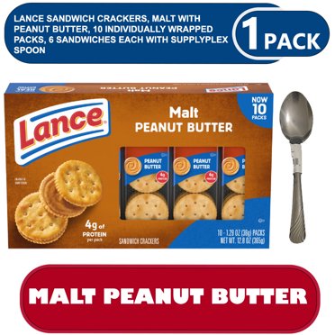 Lance Sandwich Crackers, Malt with Peanut Butter, 10 Individually ...