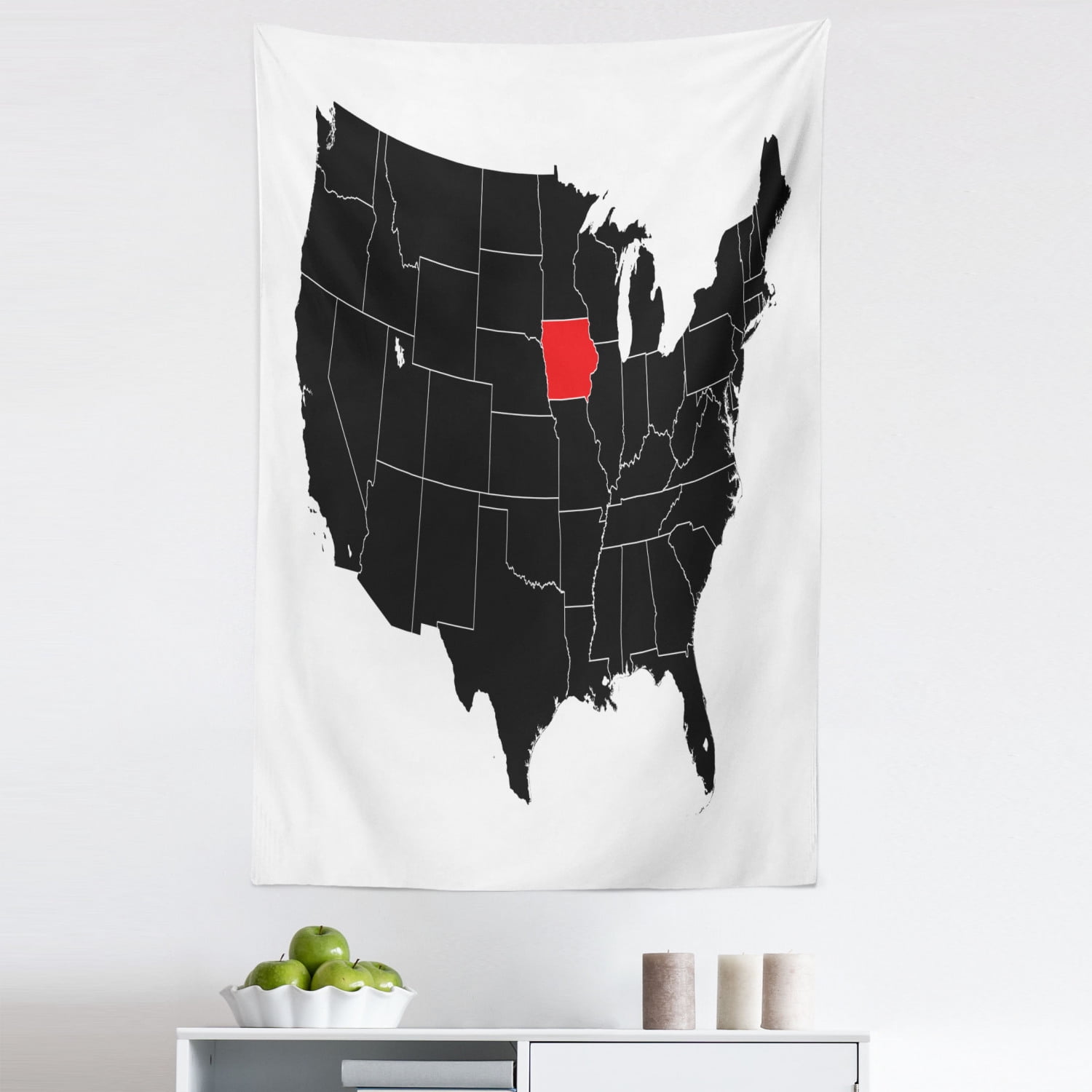 Iowa State Tapestry, North America Map Showing the Iowa State Simple ...