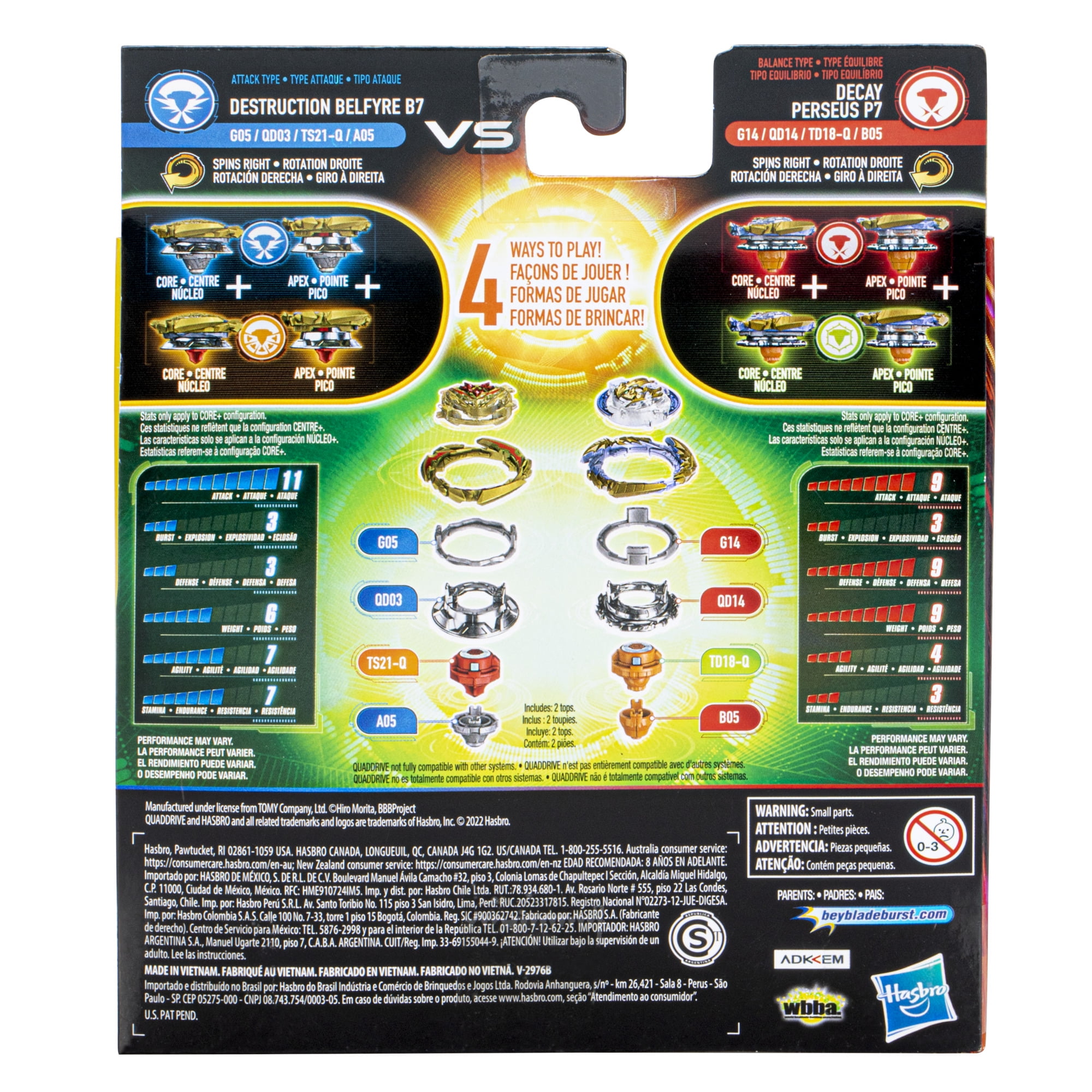 Buy Beyblade Burst QuadDrive Destruction Belfyre B7, Decay Perseus P7 ...