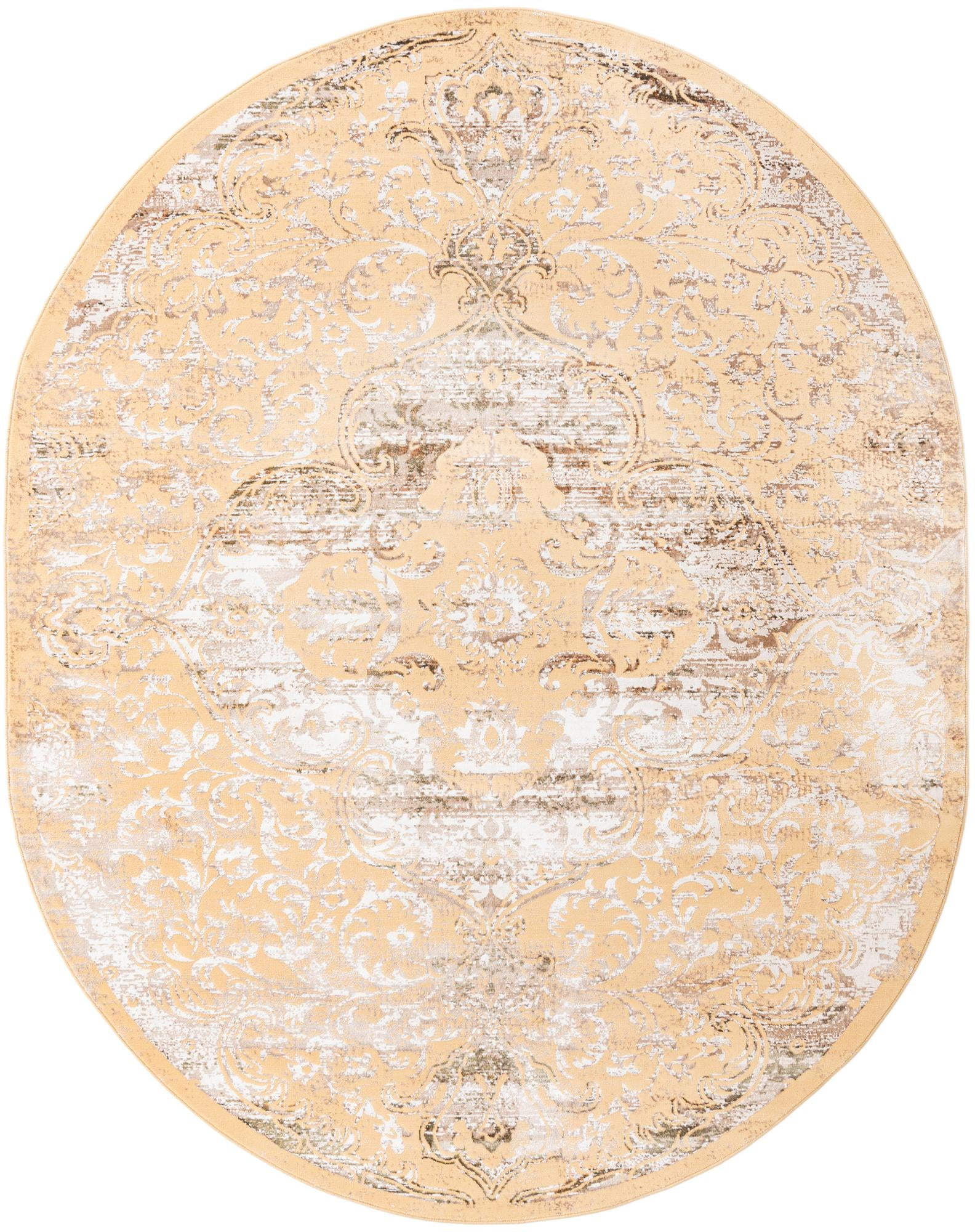 Rugs.com Highbury Collection Rug – 8' x 10' Oval Yellow Medium-Pile Rug ...