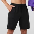 AGKIZG Solid Color Men Hiking Running Shorts Elastic Waist with Pockets ...