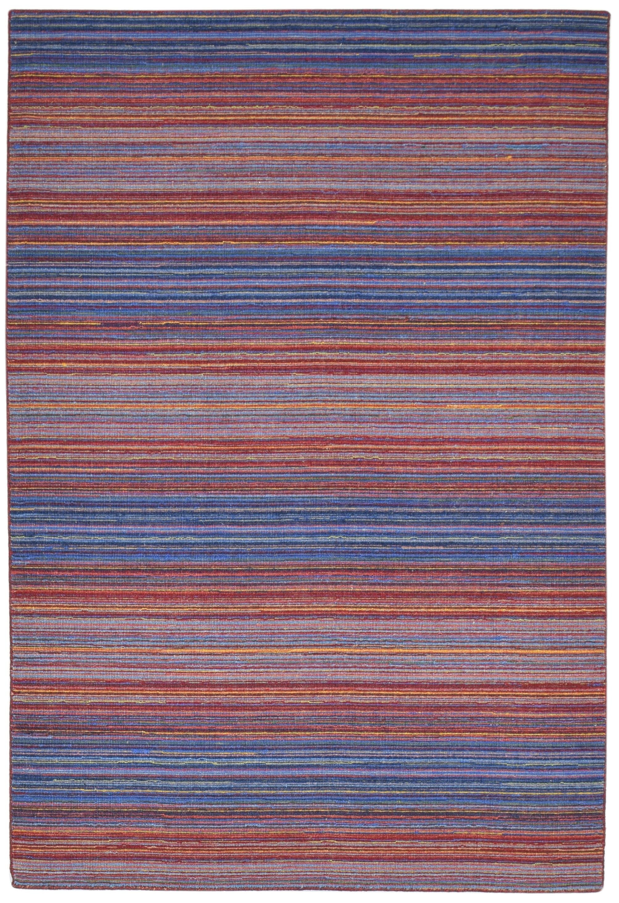 Multi Color Wool Rug 4X6 Modern Handloom Scandinavian Striped Room Size ...