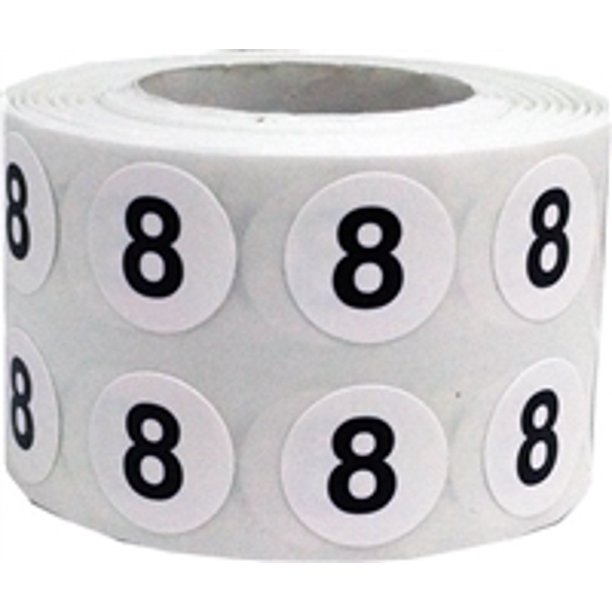 Circle Dot Number 8 Stickers | 0.5" Inch Round | 1,000 Pack - Walmart ...