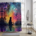 Black Cat Silhouette Shower Curtain, Starry Night Enchanted Forest ...