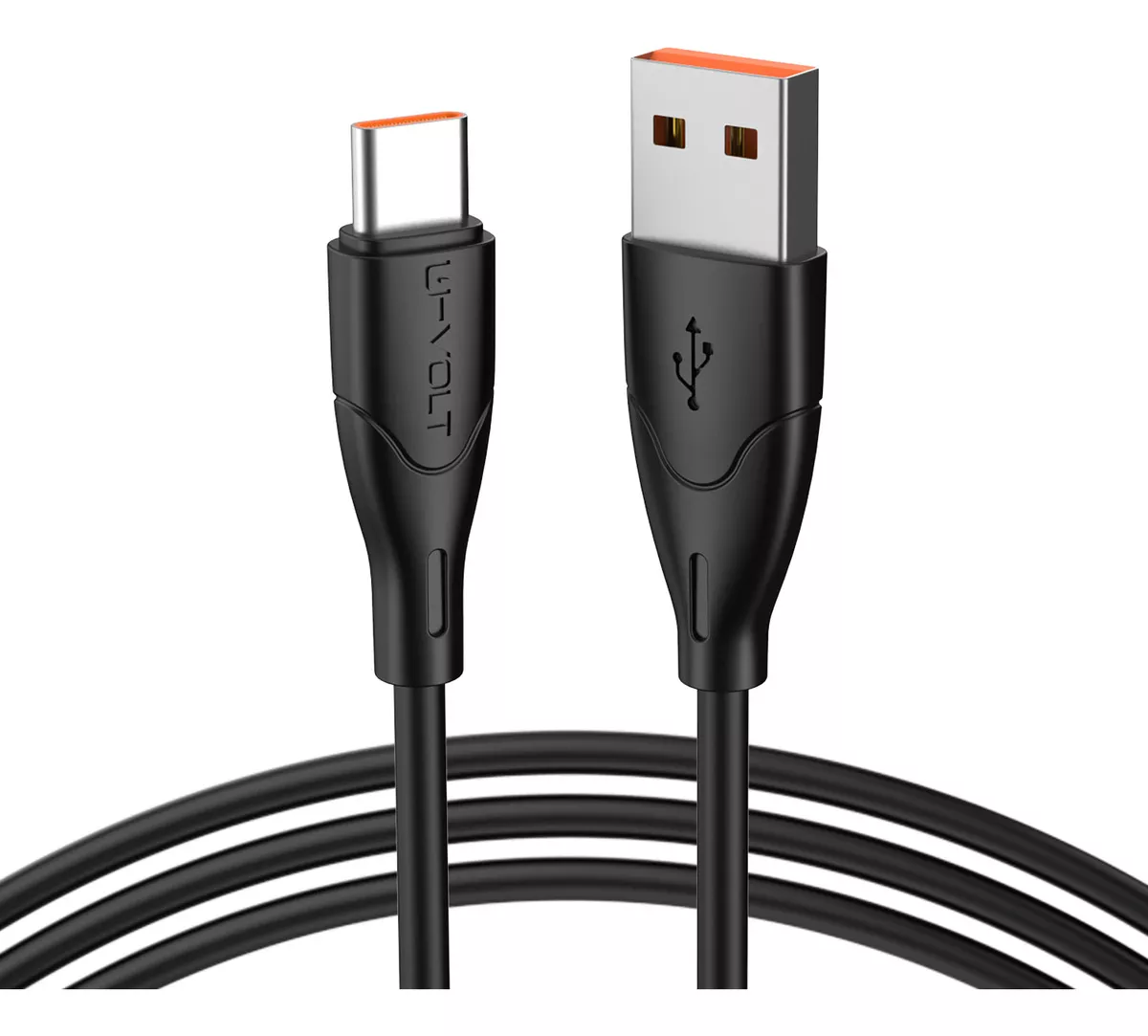 Cable Usb A Tipo C 2 Metros Datos Carga Rápida 2.4a U-volt Color Negro ...