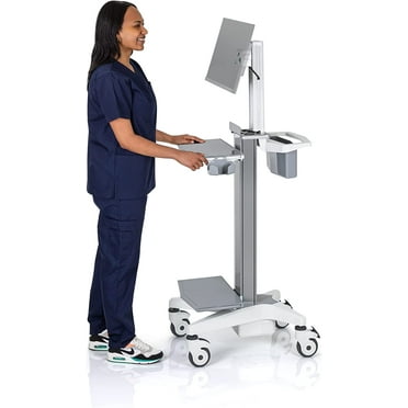 Displays2go Mobile Medical Cart with 2 Monitor Holders, Height ...