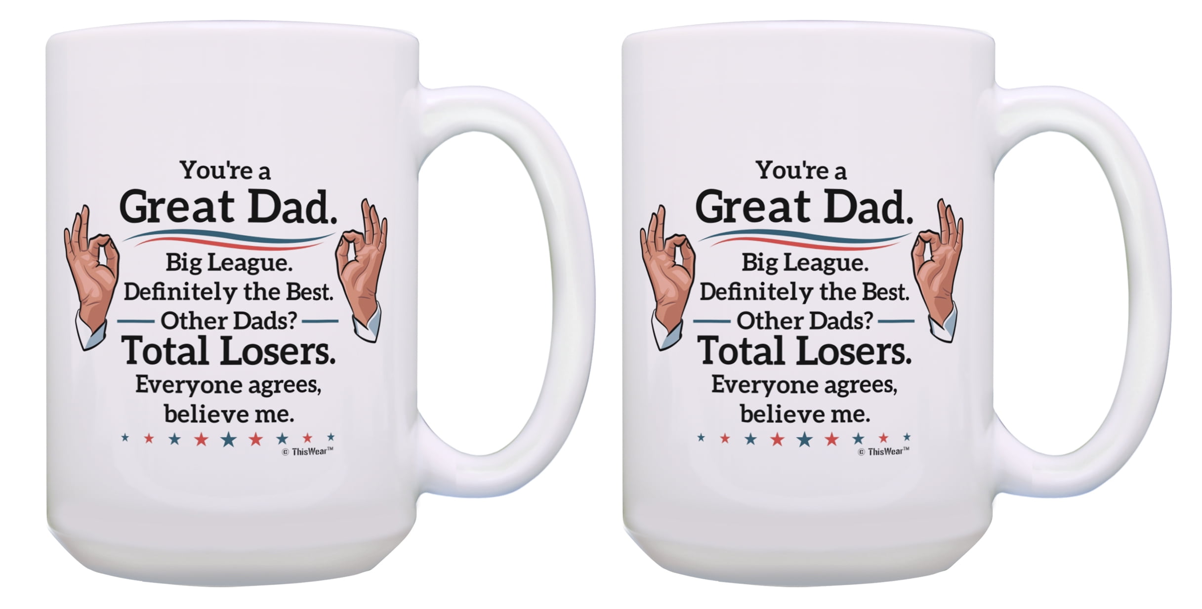 ThisWear Funny Dad Mug Set Great Dad Big League Definitely Mug Great ...