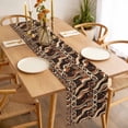 Abstract Cotton Linen Table Runner Retro Red Brown Beige Stripe ...