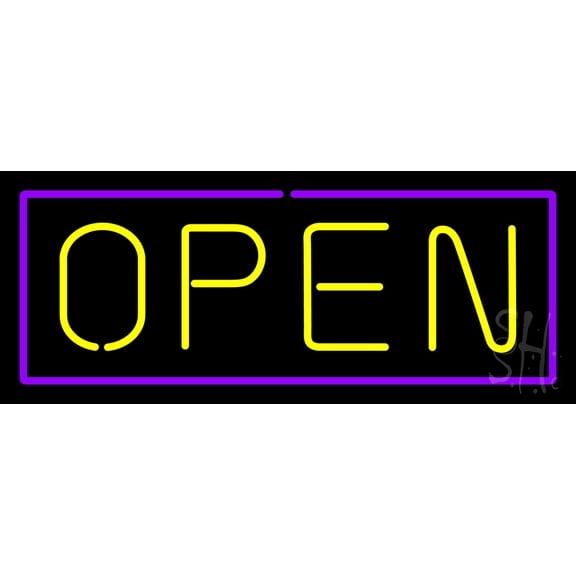 Aqua Border With Pink Open LED Neon Sign 6 x 15 - inches, Black Square ...