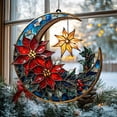 Poinsettia & Holly Crescent Moon ACRYLIC Suncatcher – Red Christmas ...