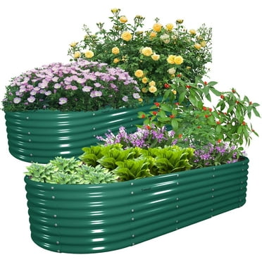 Anleolife 6-Pack 8x4x1.5ft Galvanized Raised Garden Beds Kit, Oval ...