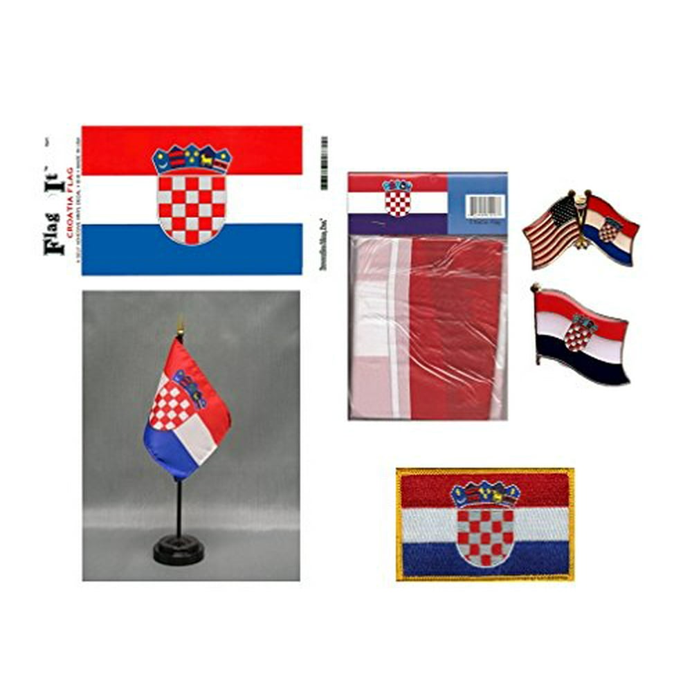 Croatia Heritage Flag Pack - Includes a Croatian 3x5' Flag, Vinyl Flag ...