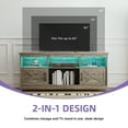 Uforic Farmhouse-Inspired TV Stand with Power Outlet, LED-Lit Media ...