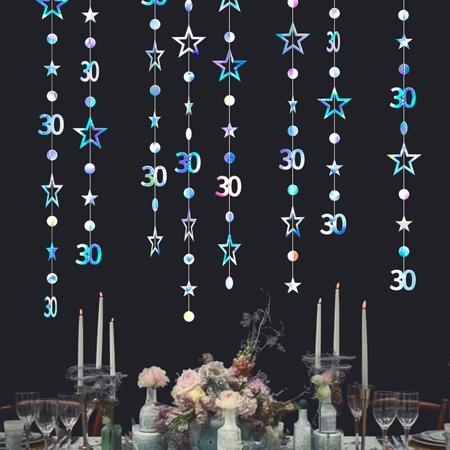 Numbers 30 Round polka Dots Twinkling Stars Wreath set Metal hanging ...