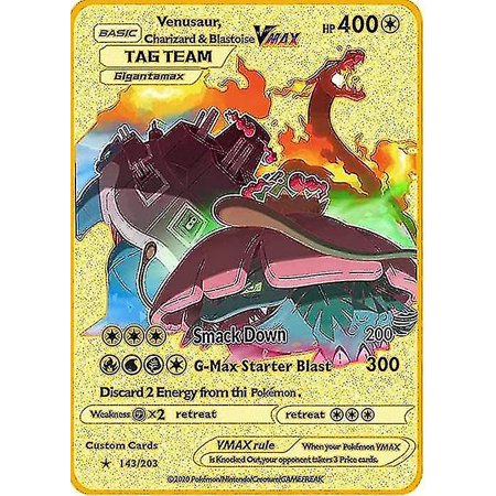 Charizard Vmax Metal Gold Plated Card, Charizard Vmax Dx Gx Metal Gold ...