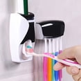 5-Toothbrush Holder with Toothpaste Dispenser - No Drill Wall Mount ...