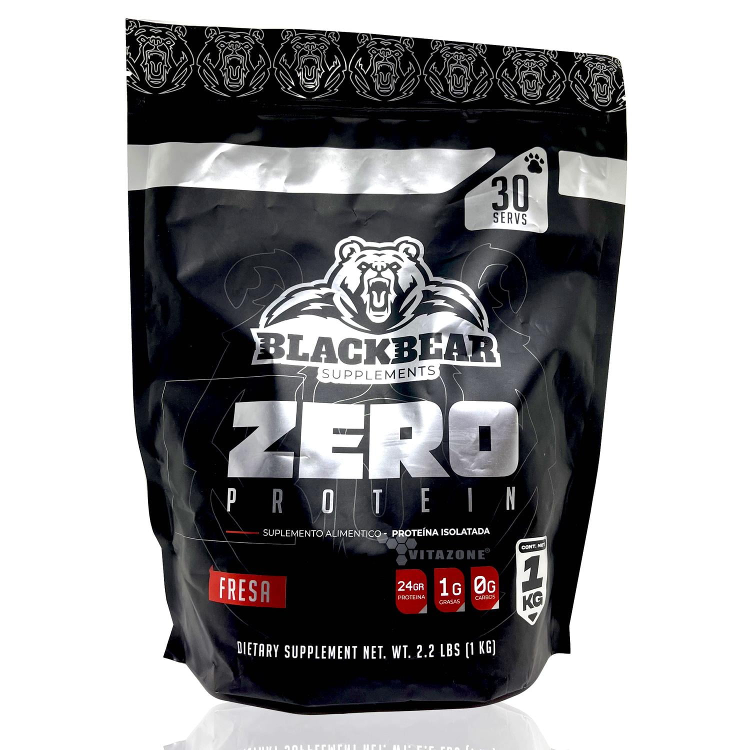 Proteína Zero Carbs 1 kg Fresa 30 serv Isolatada Blackbear The ...