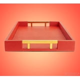 Home Redefined, Shagreen Faux Leather Serving Tray, 17.5"x12", Red ...
