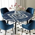 Art Country Round Table Cover, Retro Navy Blue Geometric Chevron ...