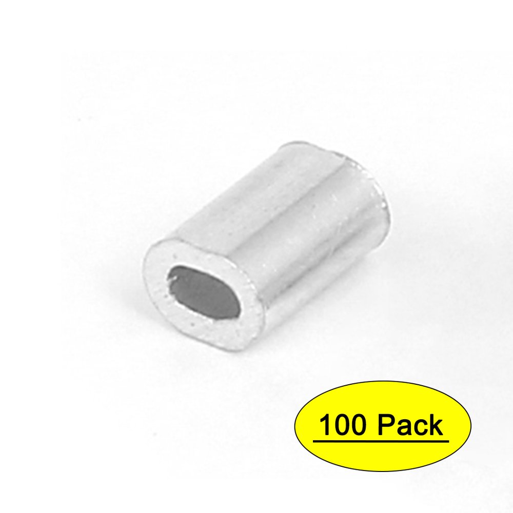 0.8mm 1/32" Steel Wire Rope Aluminum Ferrules Sleeves Silver Tone 100 ...