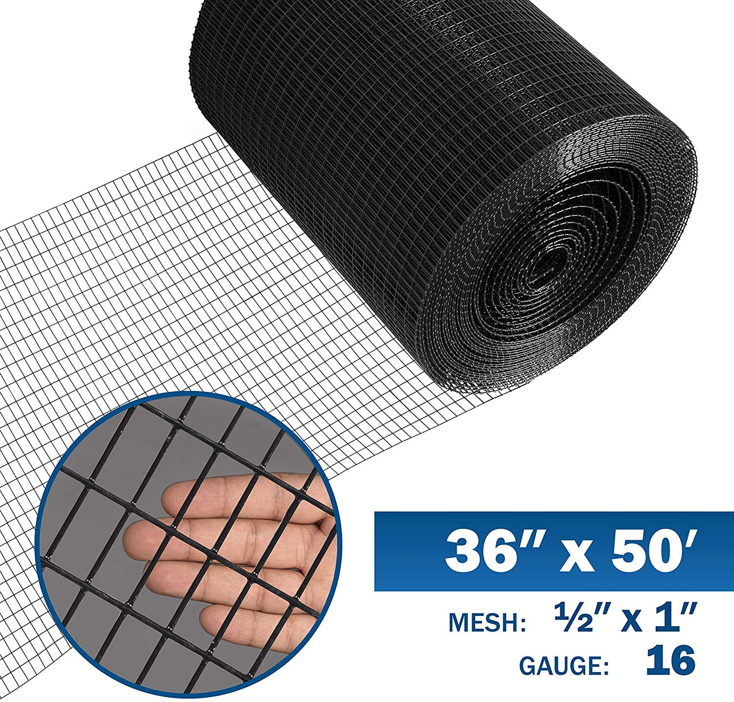 Fencer Wire 16 Gauge Black Vinyl Coated Welded Wire Mesh Size 0.5 inch ...