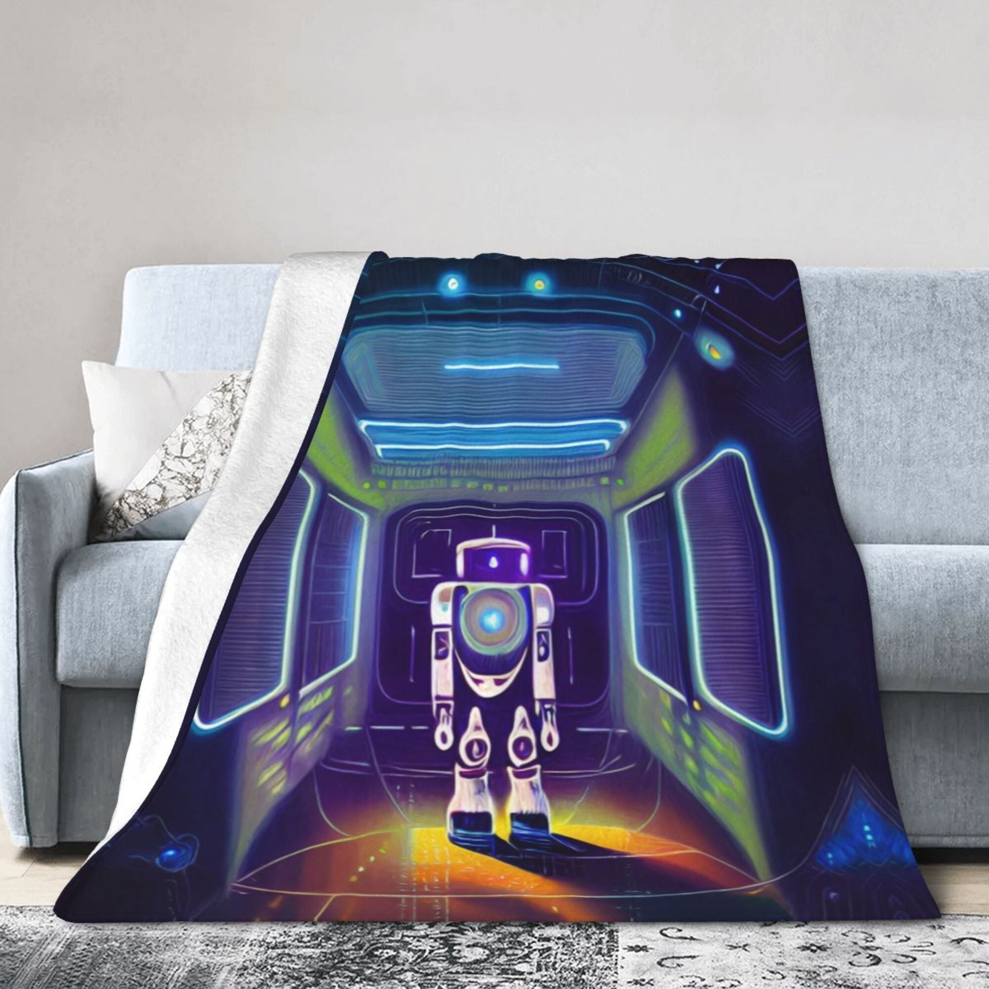 ZICANCN Future Space Ship Alien Anti-Pilling Flannel Bed Throw Blankets ...