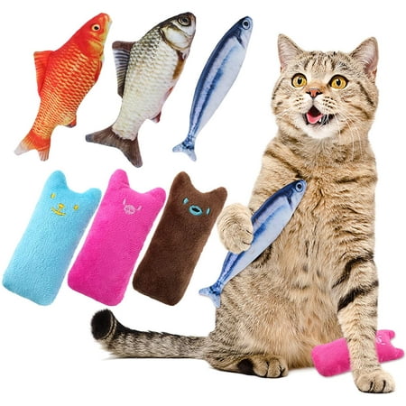 6 Pieces Catnip Toys for Indoor Cats Imitation Fish Cat Toys with ...
