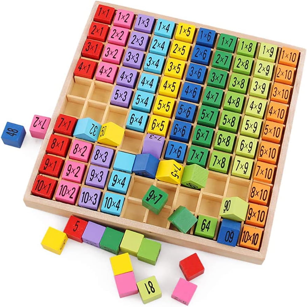 Tablero de multiplicación de arcoíris de madera, bandeja de aprendizaje ...
