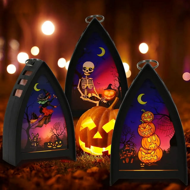 Deago Halloween LED Lantern Lights Flameless Candle Portable Pumpkin ...
