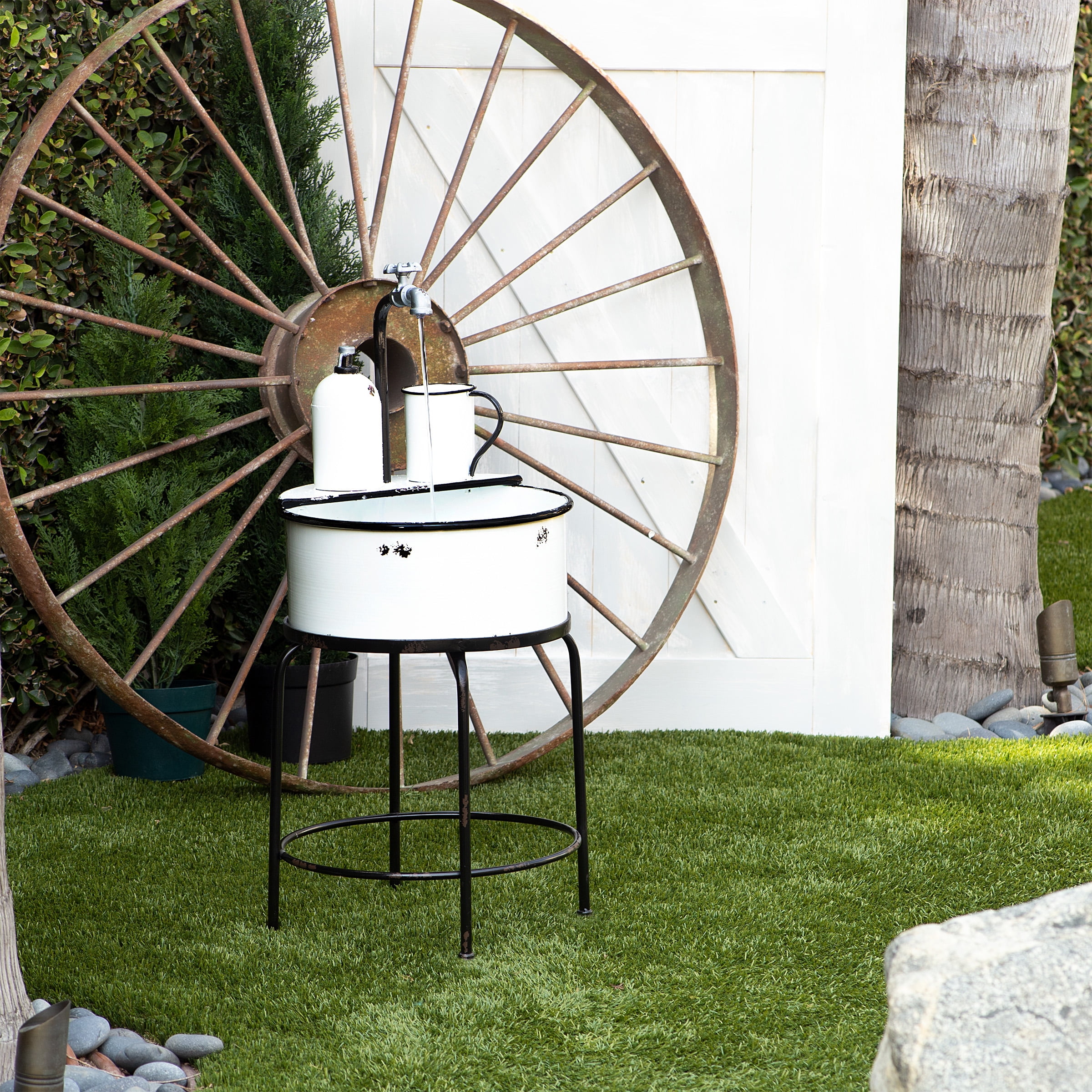 Alpine Corporation Antique Vintage Sink Metal Fountain & Stand, 34 Inch ...