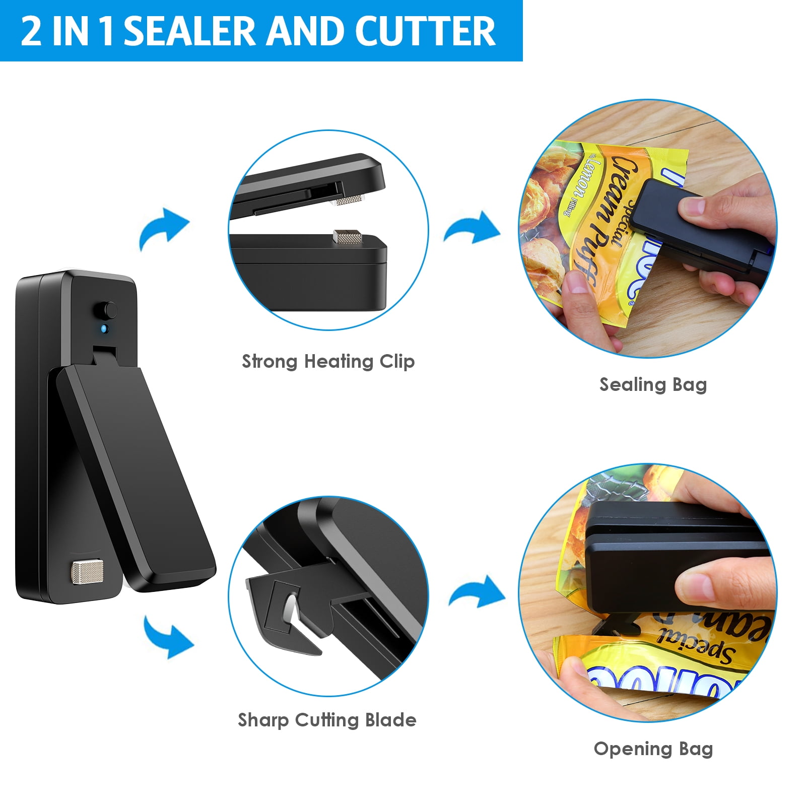 Buy Mini Bag Sealer (NEW VERSION), 2PACK Rechargeable Heat Sealers, 2 ...