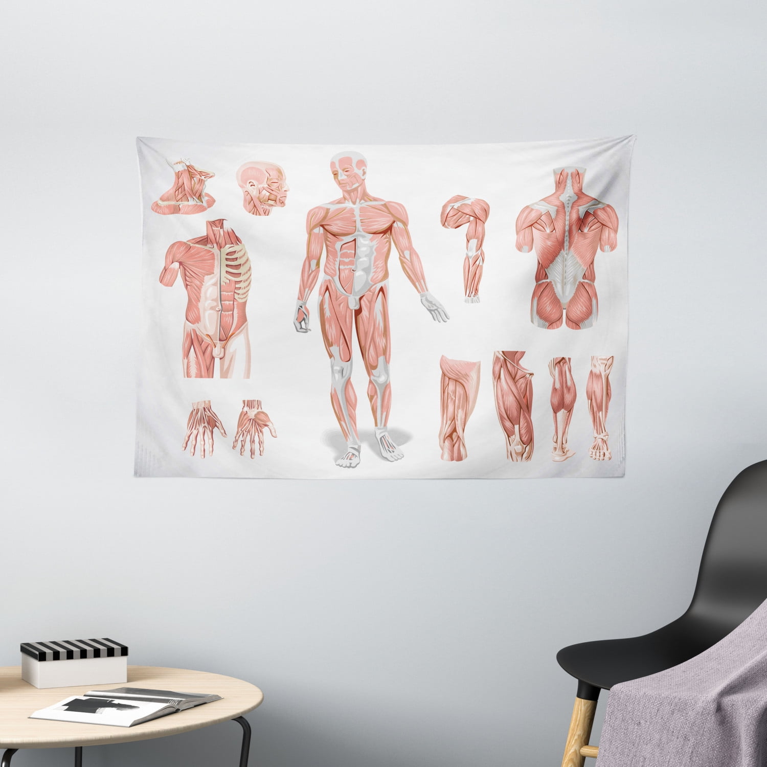 Human Anatomy Tapestry, Inner Muscle System Skin Structure with Cells ...