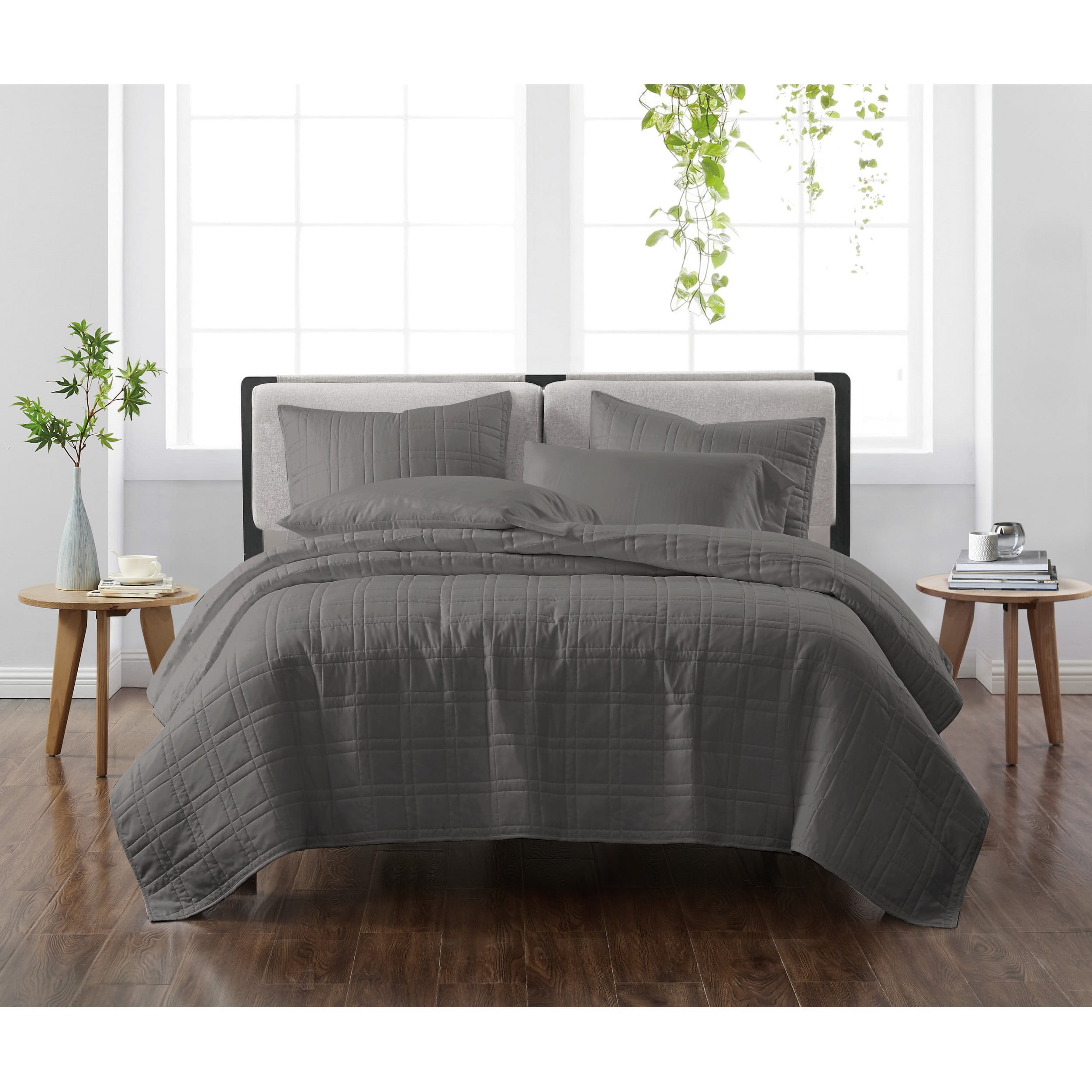 Cannon Solid Grey Full/Queen 3 Piece Quilt Set - Walmart.com