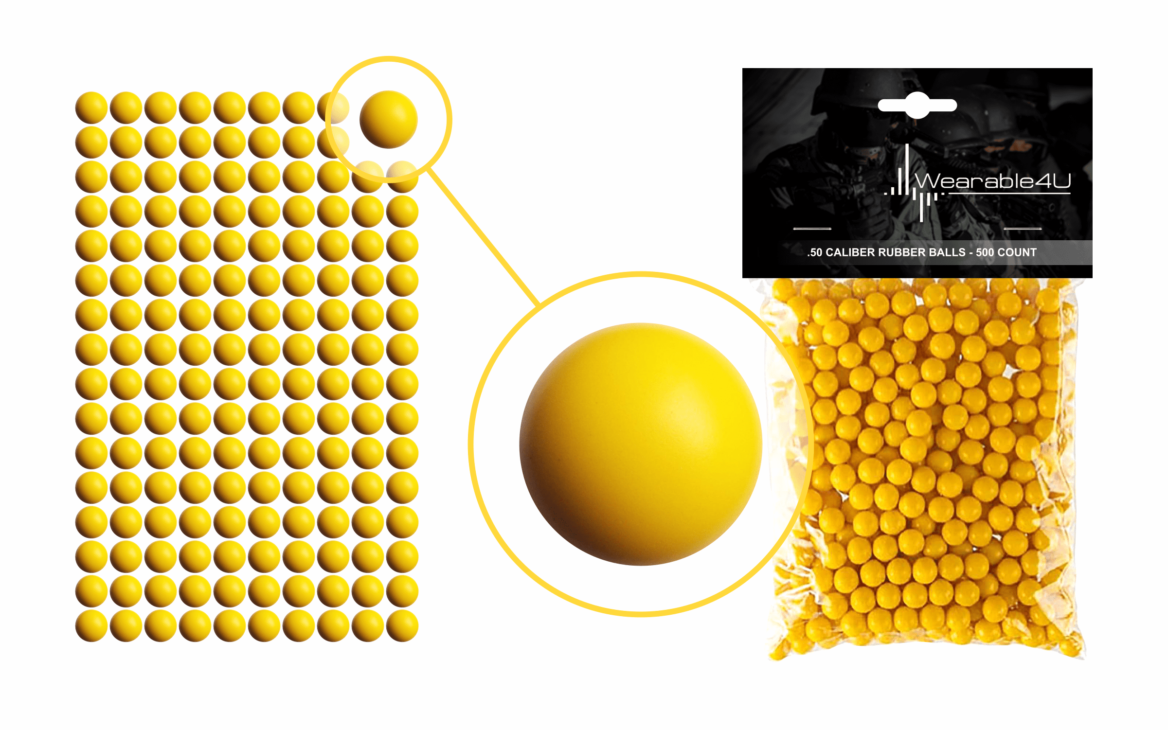 Wearable4U New Reusable Training Soft Rubber Balls 500 pack .50 Caliber ...